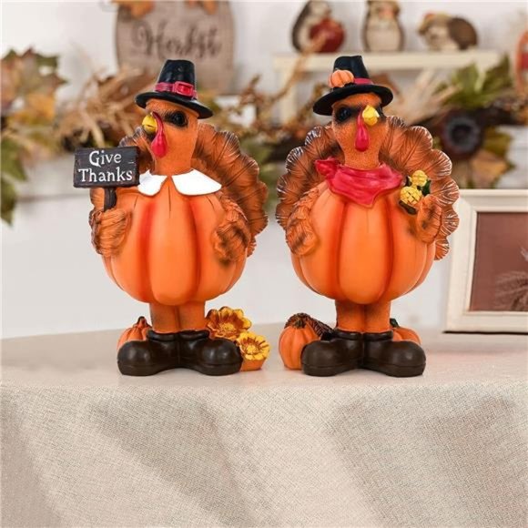 Accents | Standing Turkey Couple Thanksgiving Decorations 2 Pack Resin ...